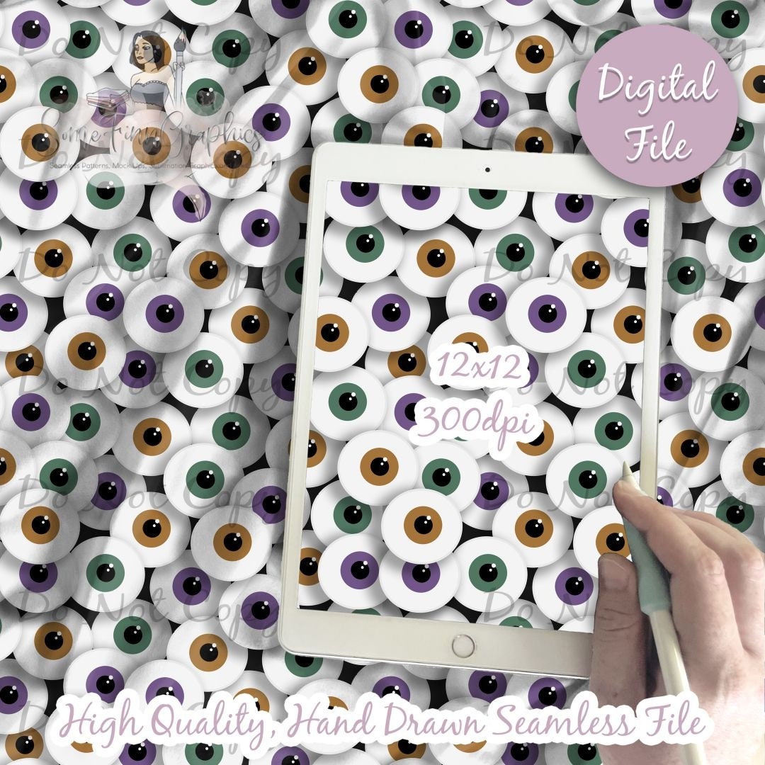 Halloween Spooky Eyes Digital Paper, Seamless Halloween Pattern, Scary ...