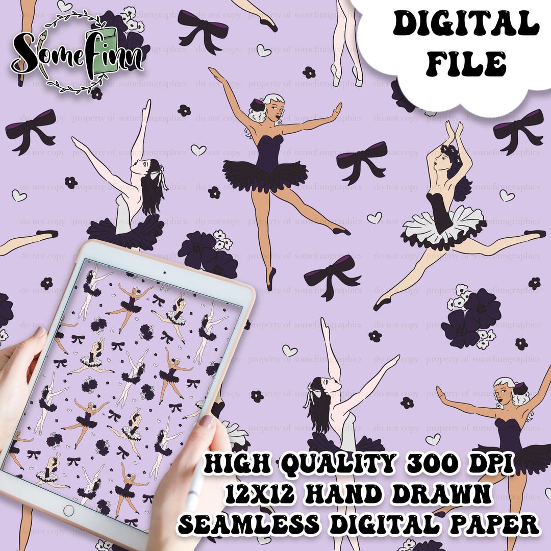 Vintage Ballerinas Digital Paper, Seamless Pattern, Ballet Fabric ...