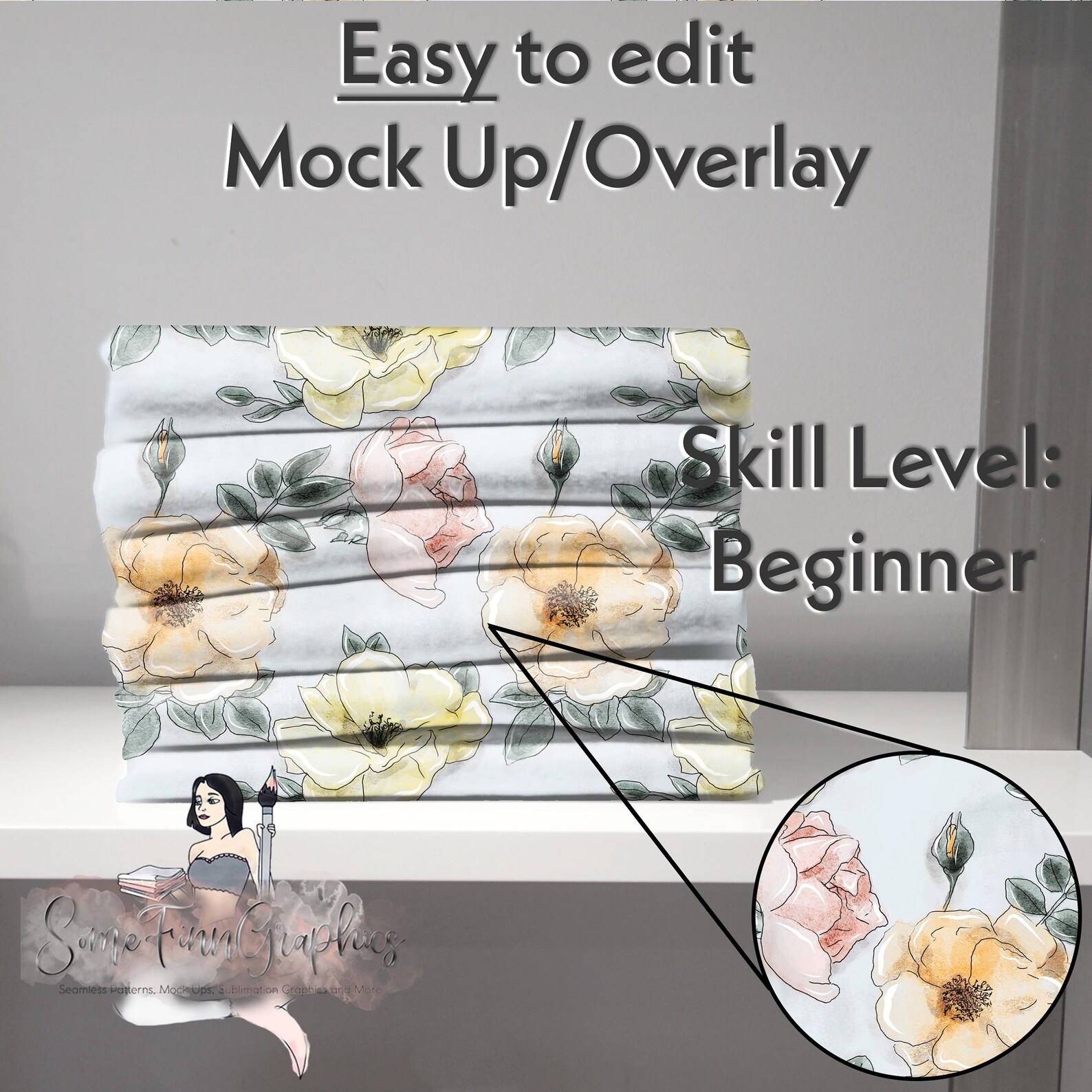 Fabric Realistic Mock-up / Stacked Textile Mock up / Zoom Closeup ...