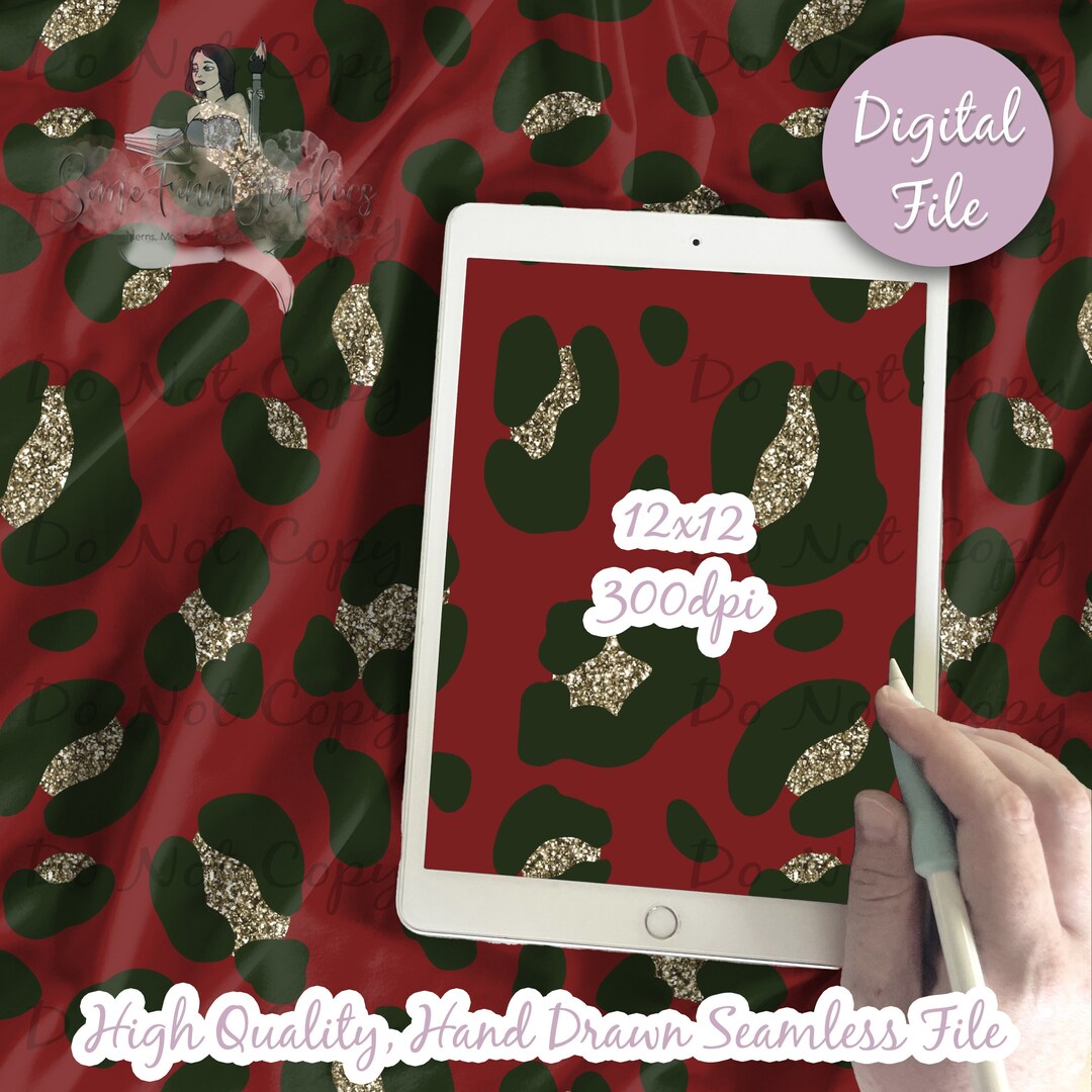 Leopard Christmas Digital Paper - Seamless Xmas Pattern, Glitter Animal ...