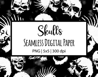 Neon Skulls Digital Paper Seamless Skull Skeleton Pattern | Etsy