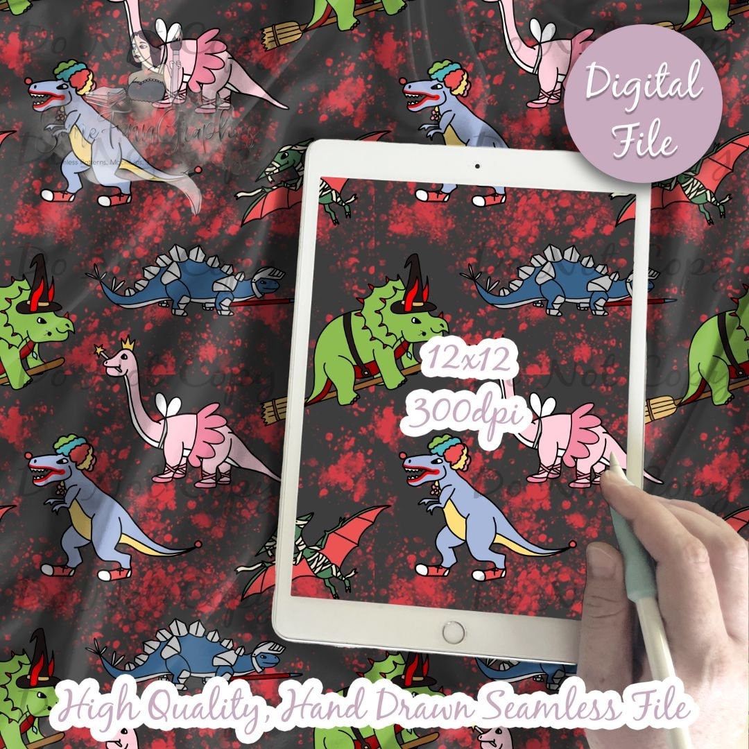 Dinosaurs Digital Paper Seamless Halloween Pattern Witch - Etsy
