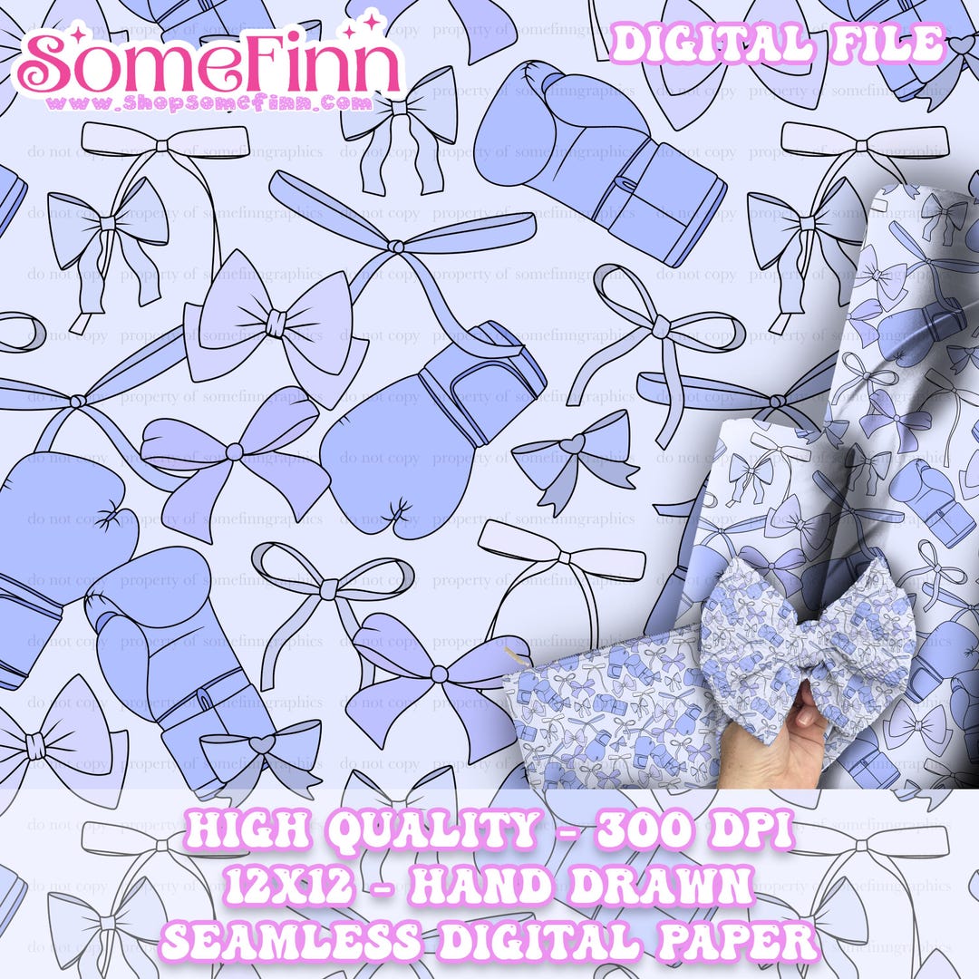 Boxing and Bows Digital Paper, Seamless Pattern, Gloves Fabric Download ...