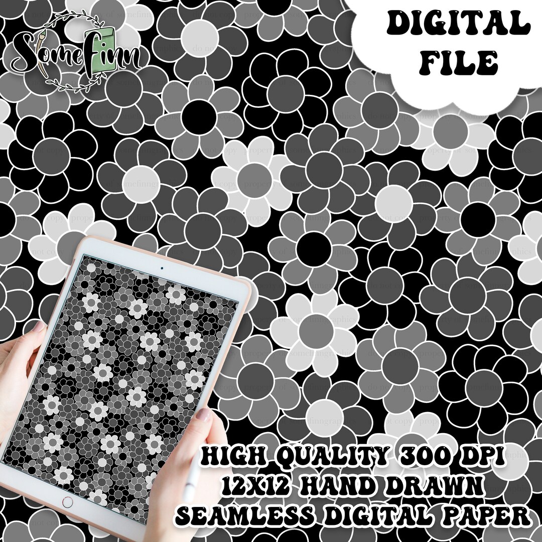 Daisy Floral Digital Paper - Seamless Daisies Flower Pattern, Custom ...