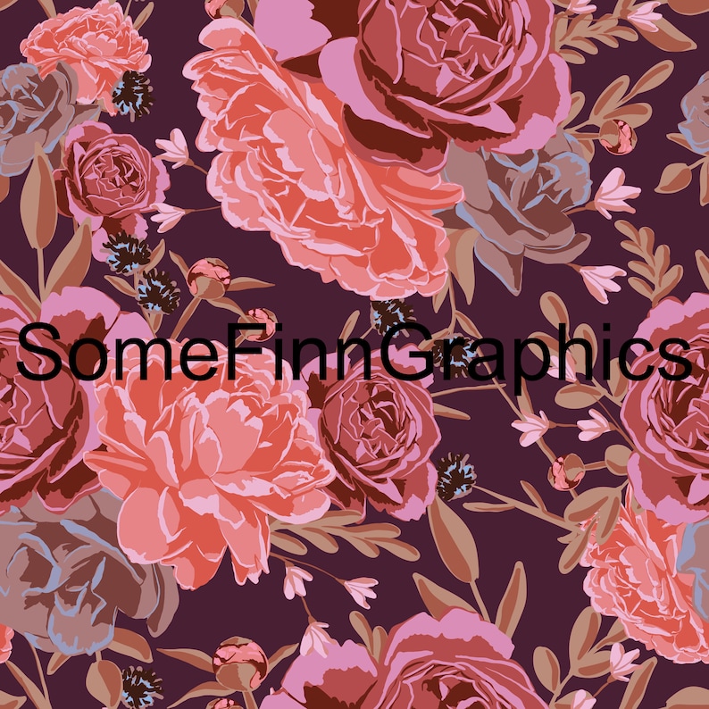Stunning Pink Floral Seamless Digital Paper Pattern, Fabric Design or ...
