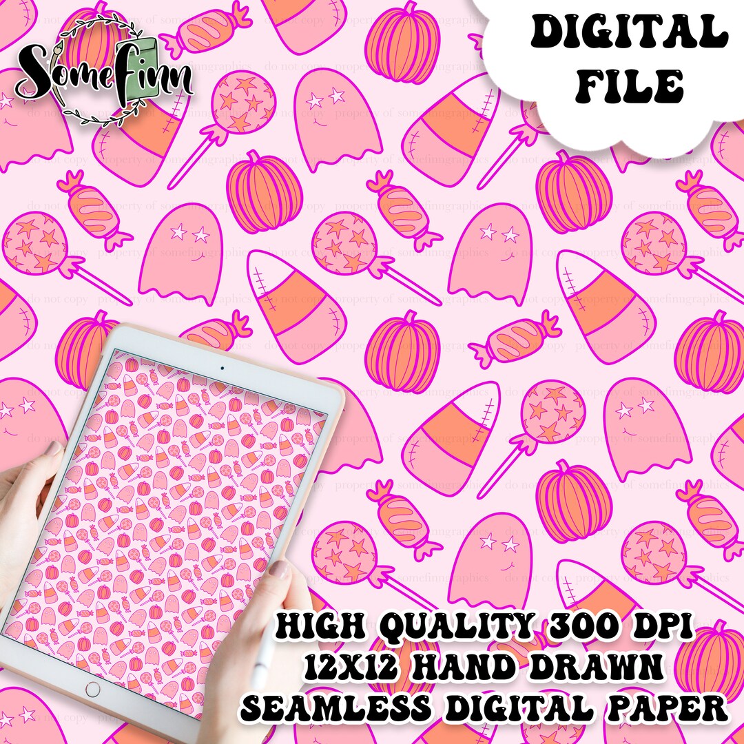 Halloween Ghost Candy Corn Digital Paper, Seamless Halloween Pattern ...