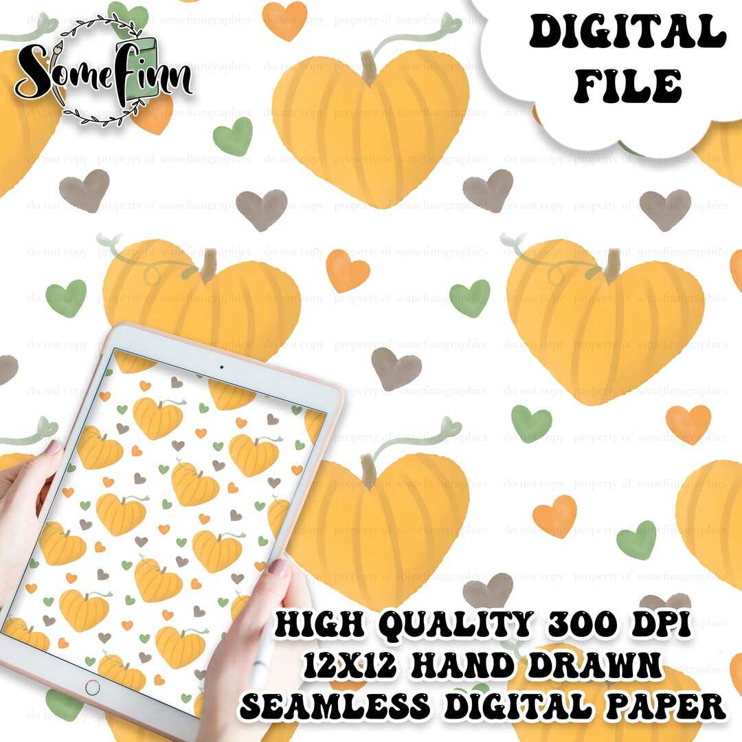 Pink Pumpkin Digital Paper, Seamless Autumn Pattern, Pumpkins Spice ...