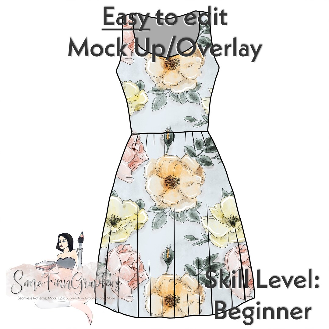 Sleeveless Dress Mock-up / Flare Dress Mock up / Dress Digital Mock up ...
