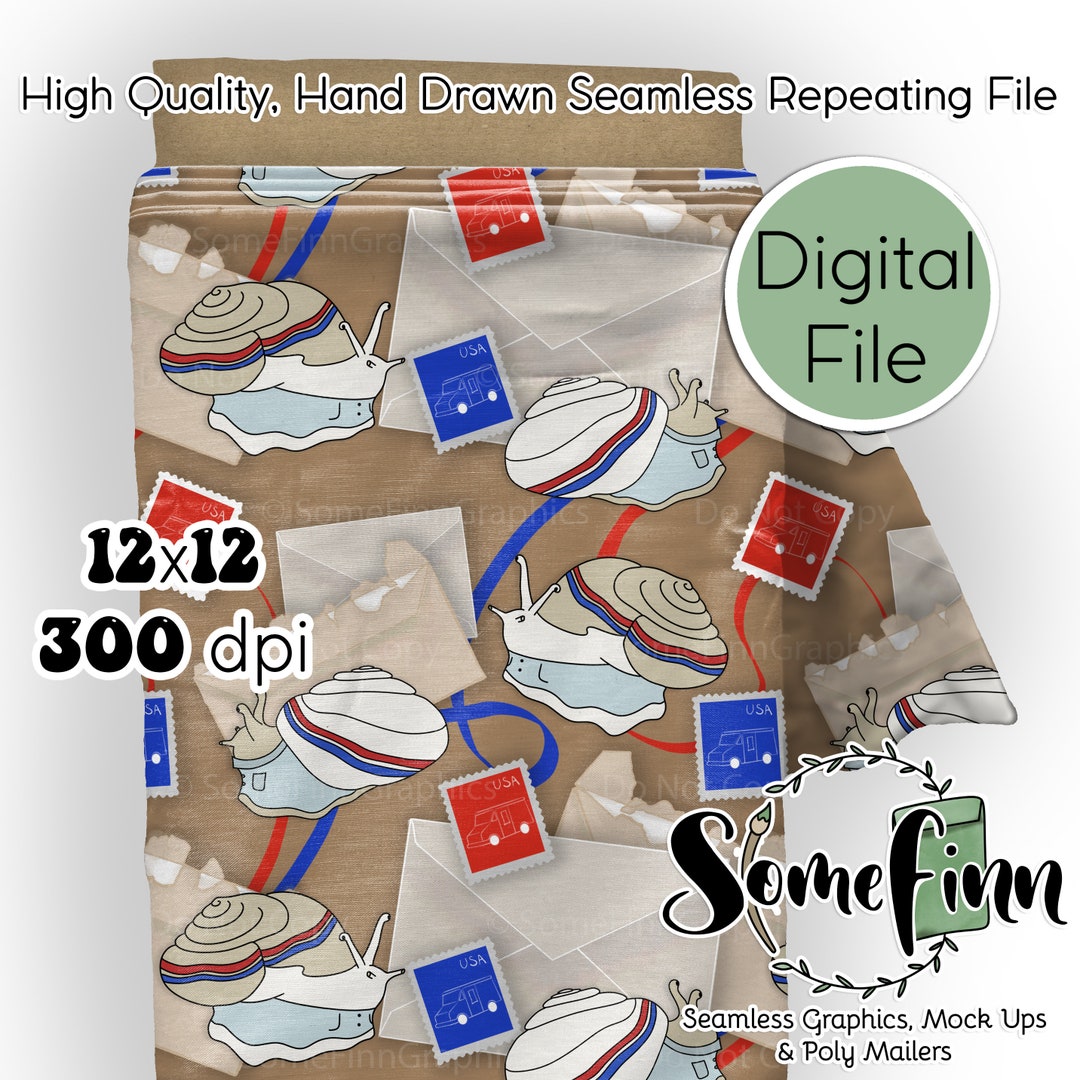 Snail Mail Digital Paper - Seamless Punny Pun Pattern, Custom Critter ...