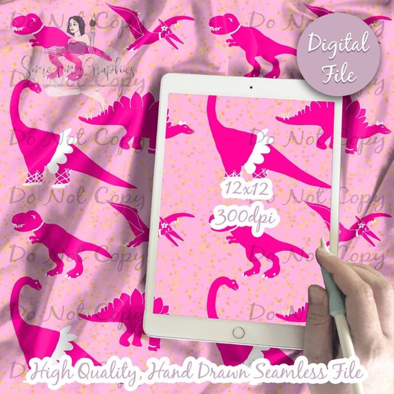 Pink Dinosaur Seamless Pattern Girl Dino's Pattern for - Etsy