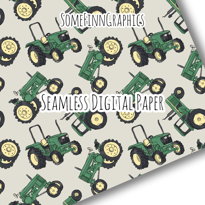 Tractors Digital Paper Seamless Tractor Pattern Caution Cut - Etsy