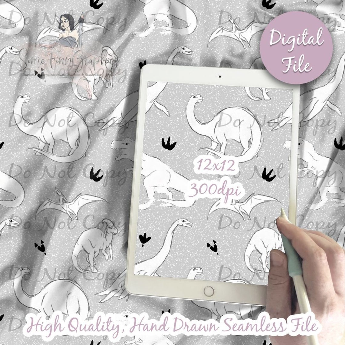 Dinosaur Digital Paper Seamless Cute Dino Pattern Coloring - Etsy