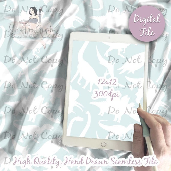 Dinosaur Silhouette Digital Paper Seamless Cute Dino - Etsy