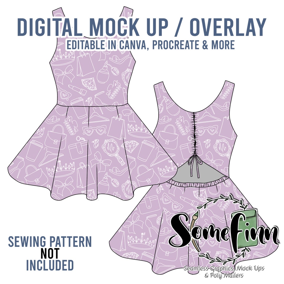 Dress Mock-up / Cinch Back Dress Mock up / Digital Mock up for Clothing ...