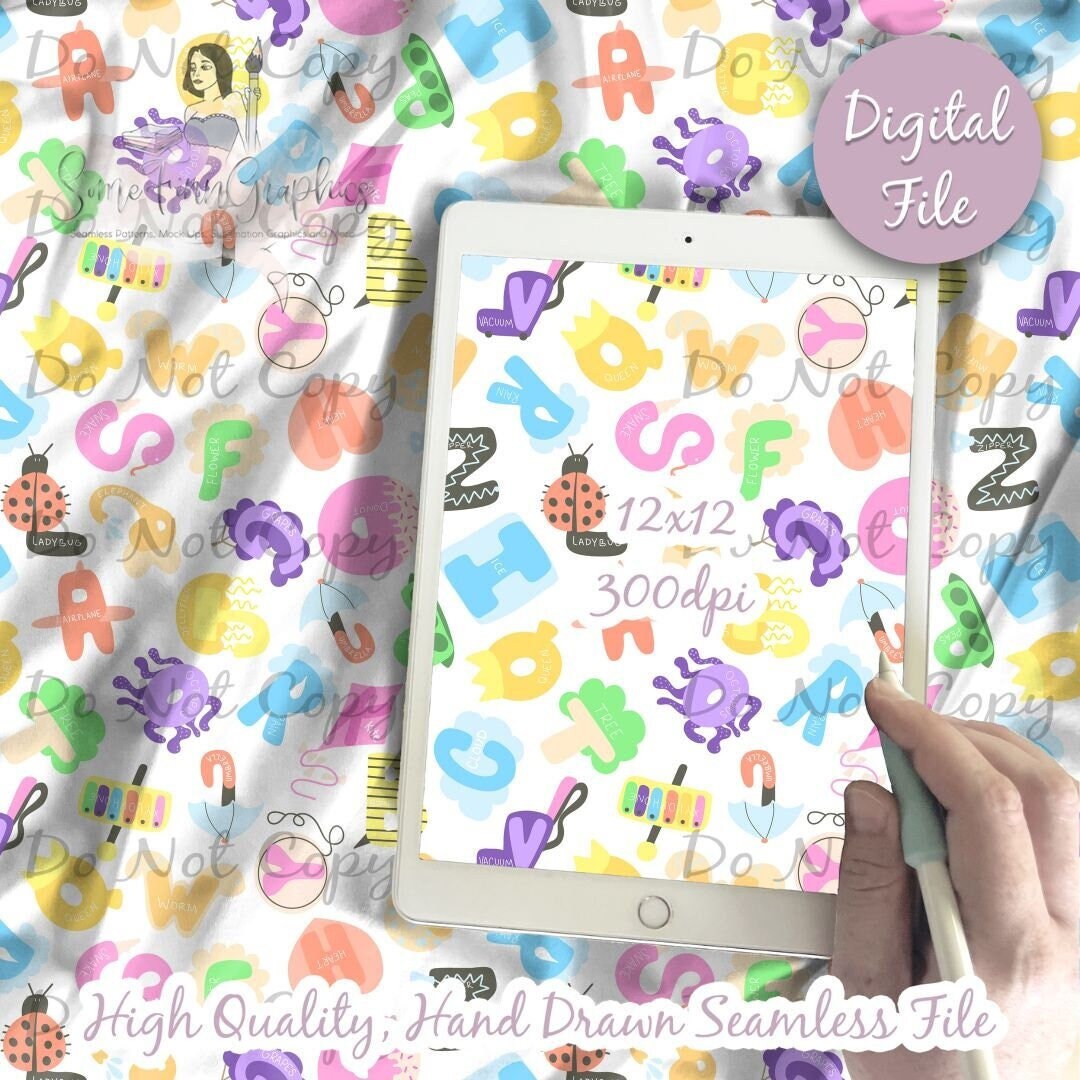 Alphabet Seamless 12x12 Digital Paper Fabric ABC Pattern Download ...