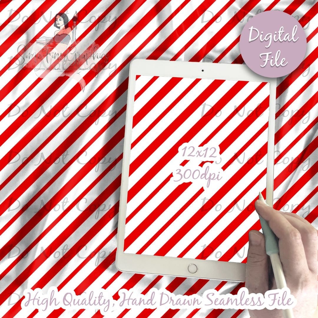 Candy Cane Stripes Seamless 12x12 Digital Paper | Fabric Diagonal ...