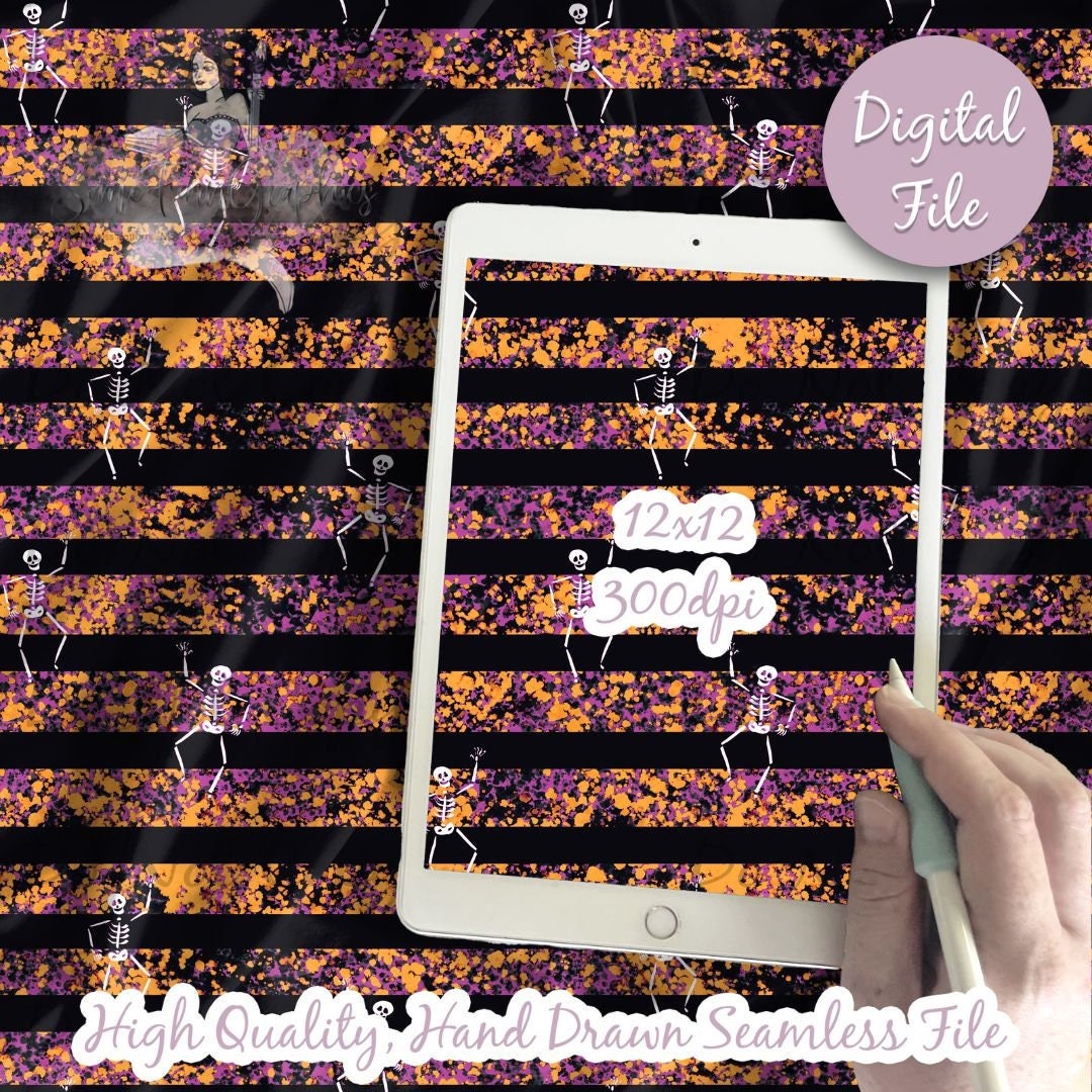 Skeleton Stripes Digital Paper - Seamless Skull Skeletons Pattern ...