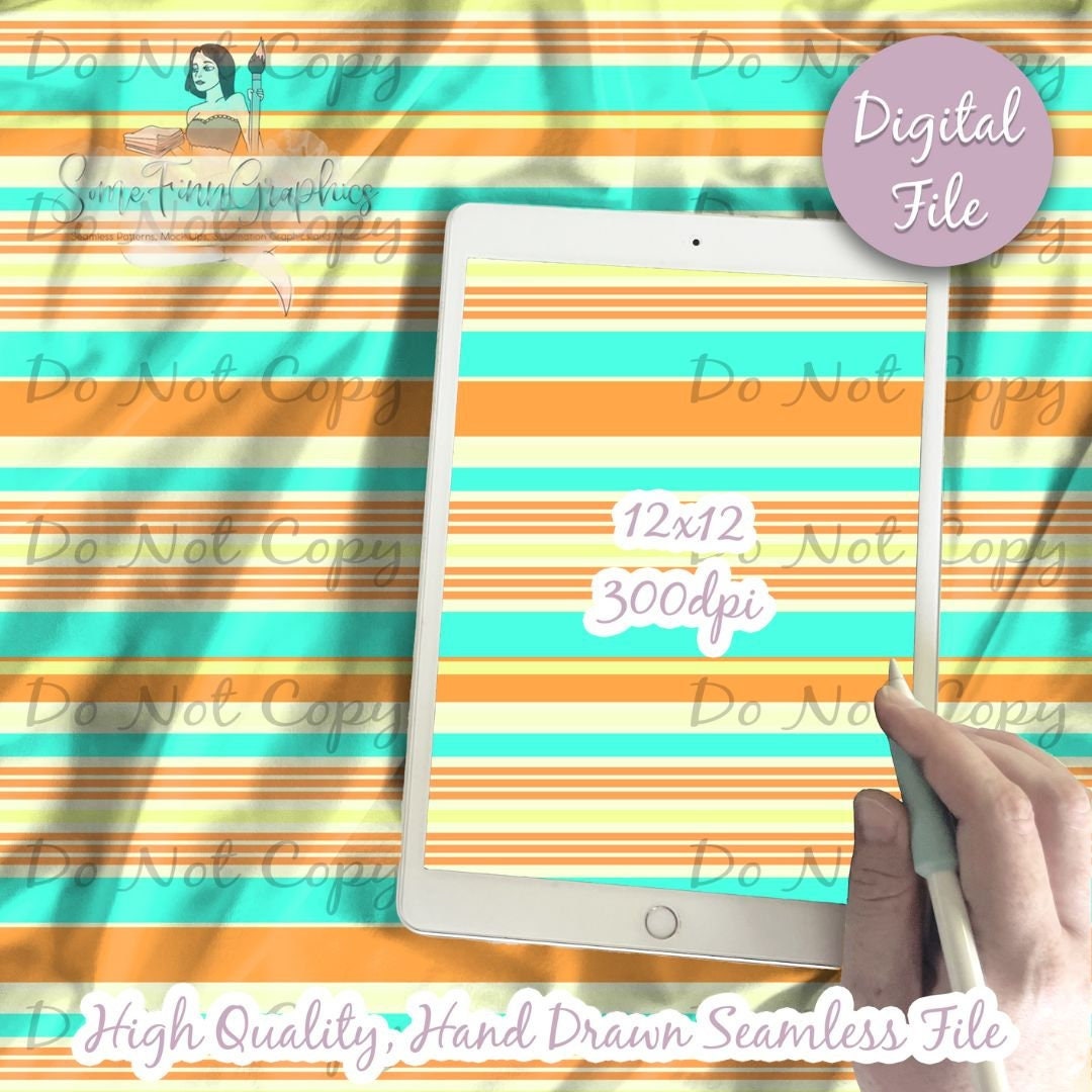 Retro Beachy Stripes Digital Paper, Seamless Stripe Pattern, Fabric ...