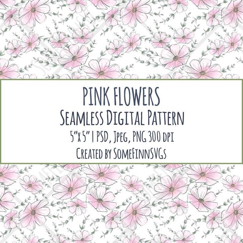 Pink Watercolor Floral Seamless Digital Paper Pattern - Etsy