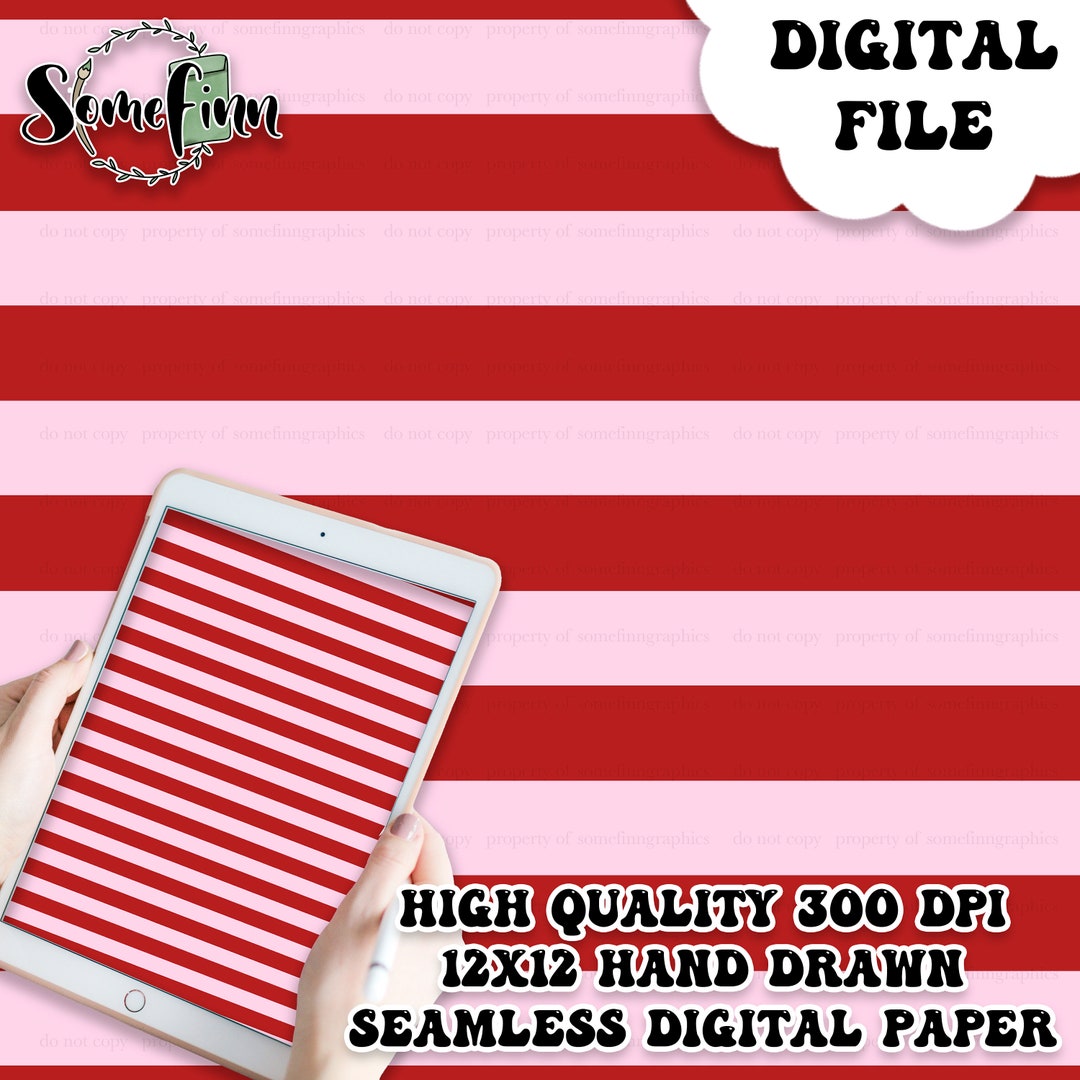 Red Pink Stripes Digital Paper, Seamless Valentines Pattern, Flag ...