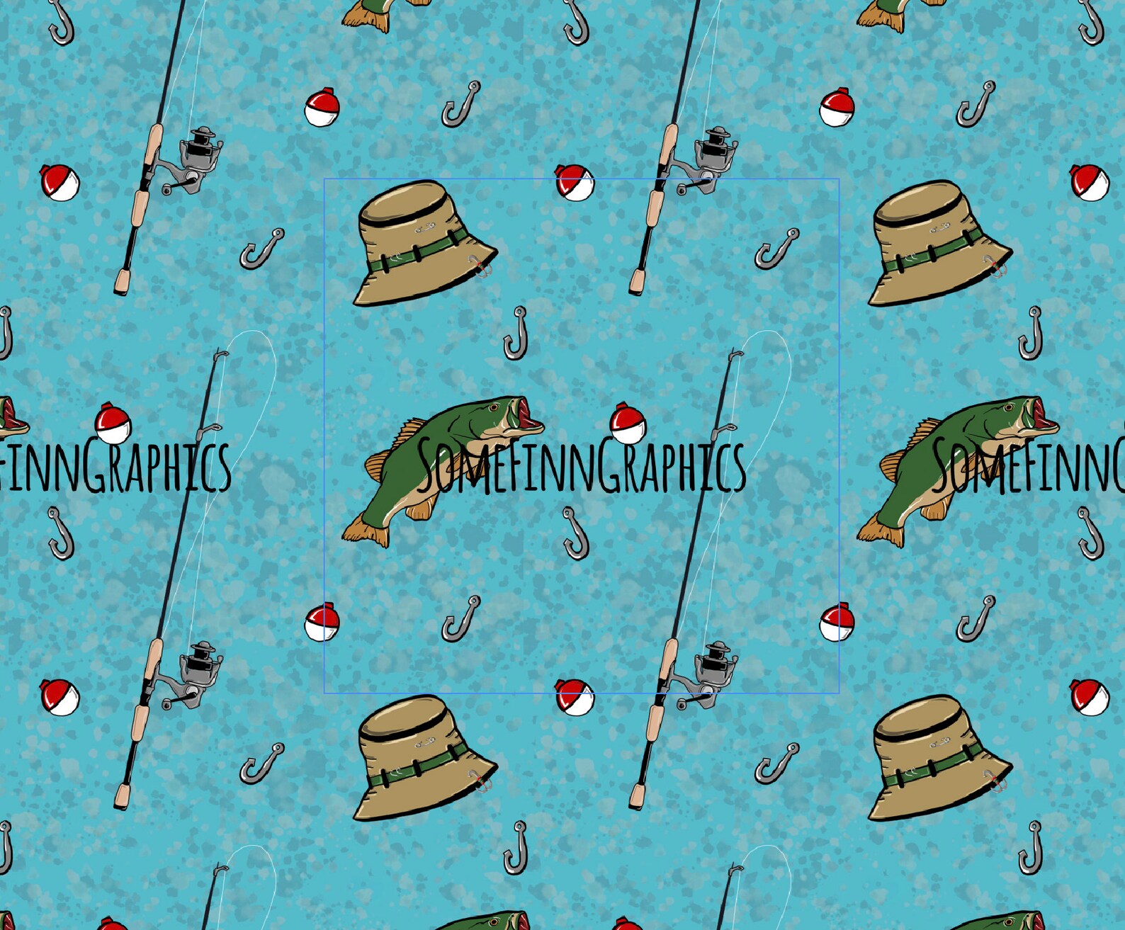 Bass Fishing Digital Paper Seamless Fish Pattern Lake Fabric - Etsy