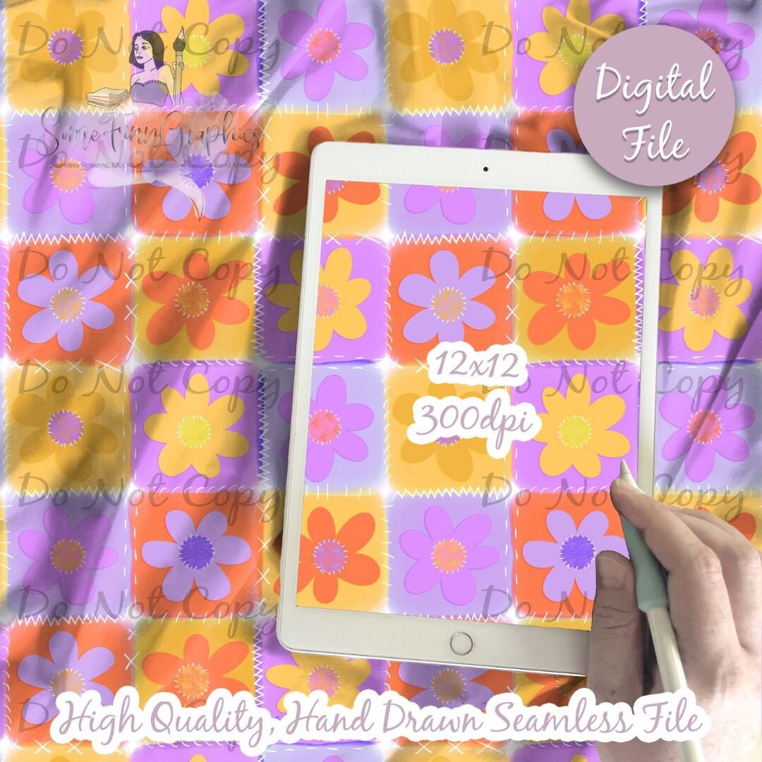 Daisy Floral Digital Paper - Seamless Daisies Flower Pattern, Patchwork ...