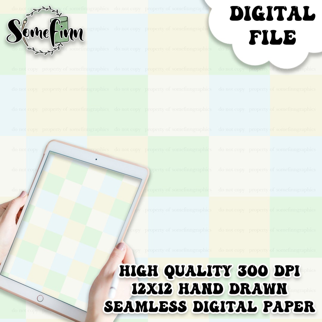 Checkered Pastel Digital Paper - Seamless Pattern, Pretty Bow Fabric ...
