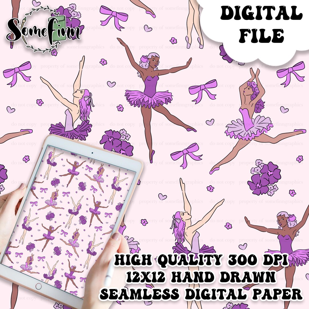 Vintage Ballerinas Digital Paper, Seamless Pattern, Ballet Fabric ...
