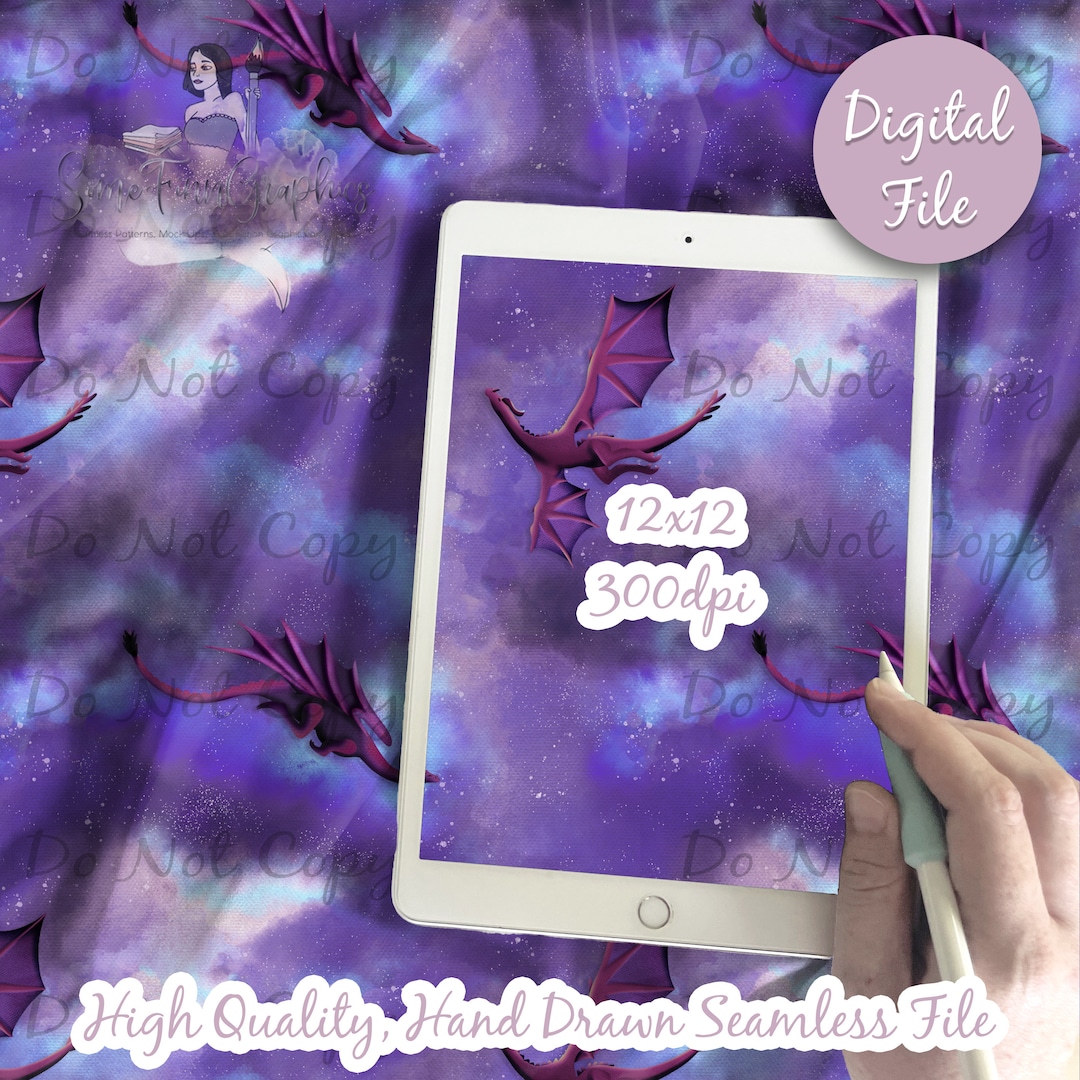 Dragons Digital Paper - Seamless Dragon Pattern, Dragons Flying Fabric ...