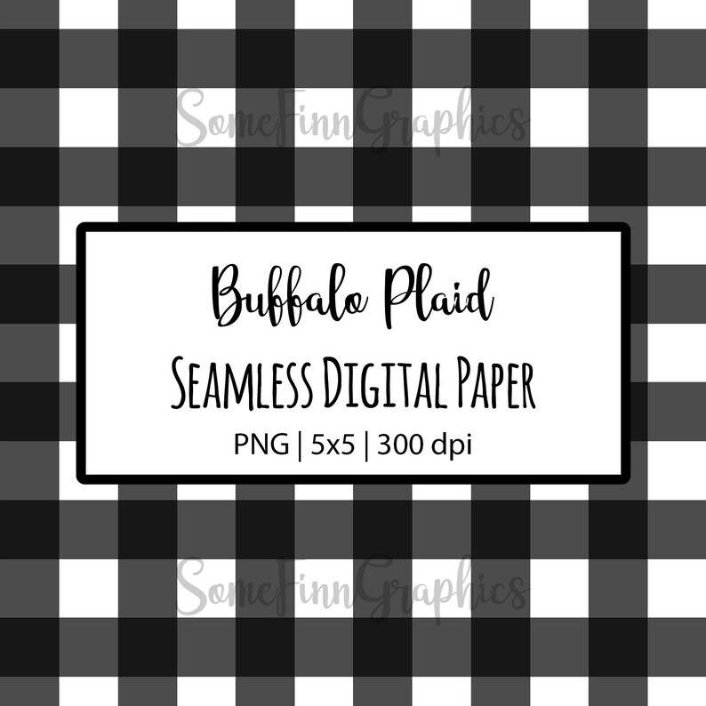 Buffalo Plaid Black and White Digital Paper - Seamless Pattern, Plaid ...