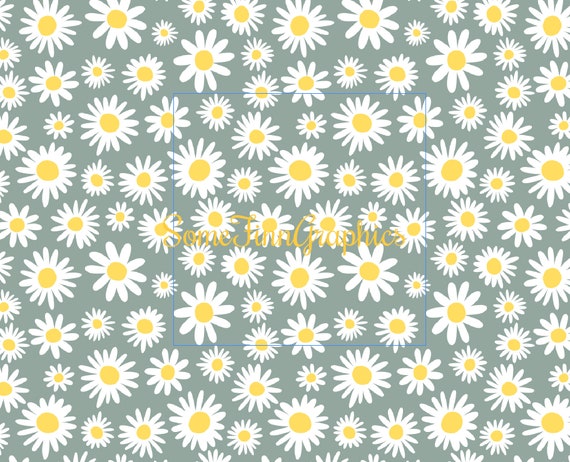 Daisy Floral Digital Paper Seamless Daisies Flower Pattern | Etsy