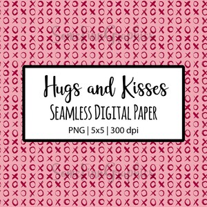 XOXO Digital Paper, Seamless Pink Pattern, Sketchy Hugs Kisses, Fabric ...