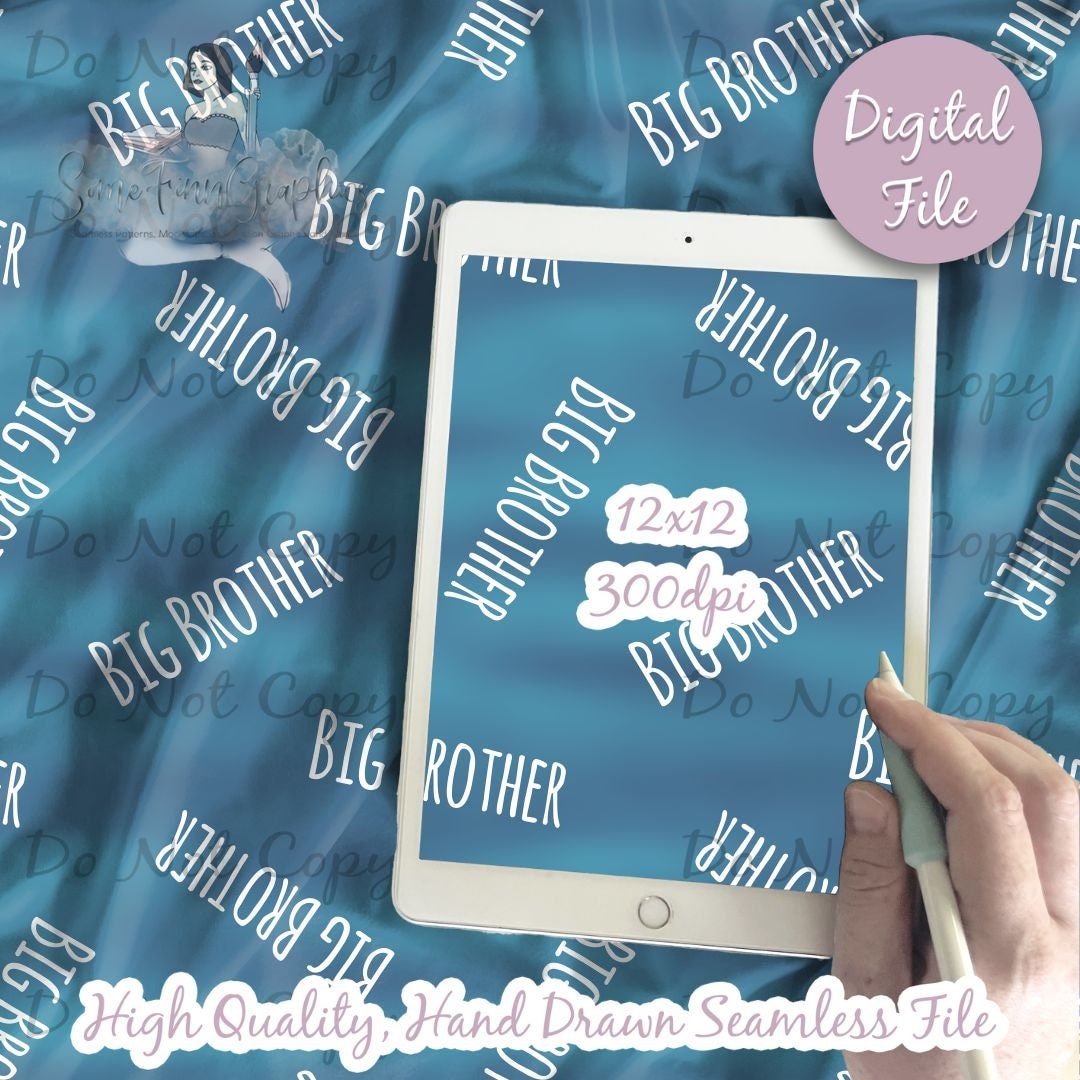 Big Brother Digital Paper, Seamless Blue Pattern, Fabric Siblings ...