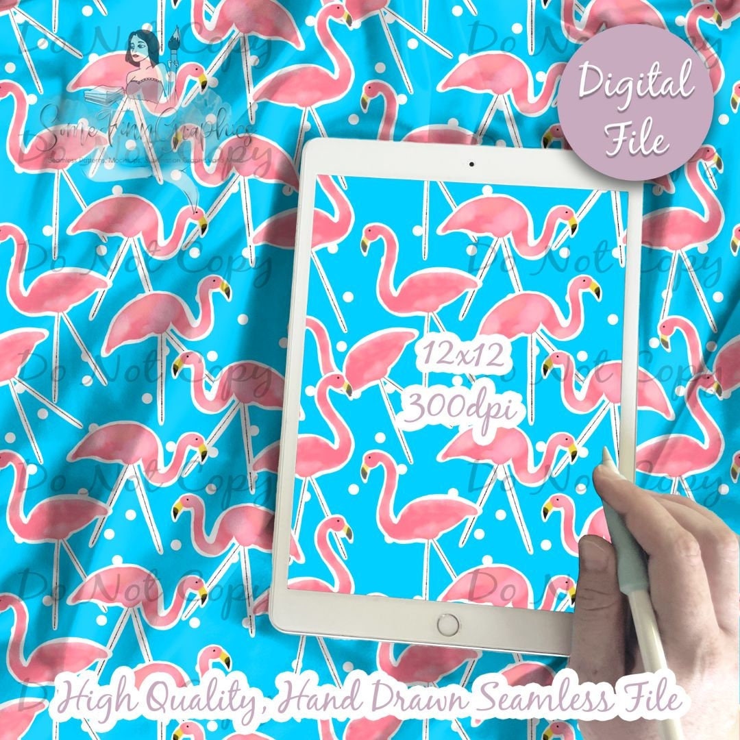 Flamingo Watercolor Digital Paper - Seamless Summer Pattern, Lawn ...