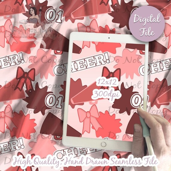 Cheer Digital Paper Seamless Pattern Cheerleader Fabric - Etsy