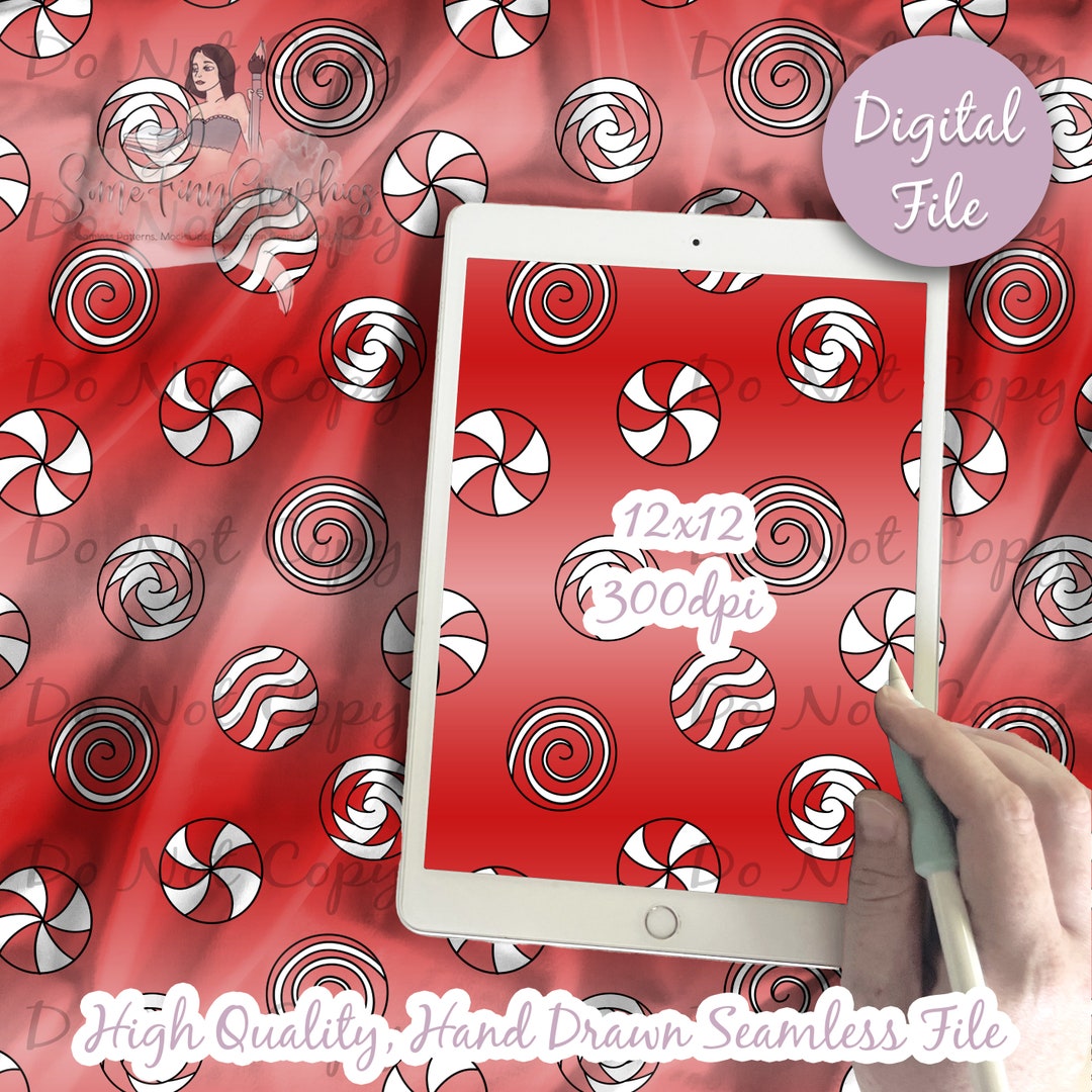 Candy Mints Red Digital Paper - Seamless Christmas Pattern, Xmas Fabric ...