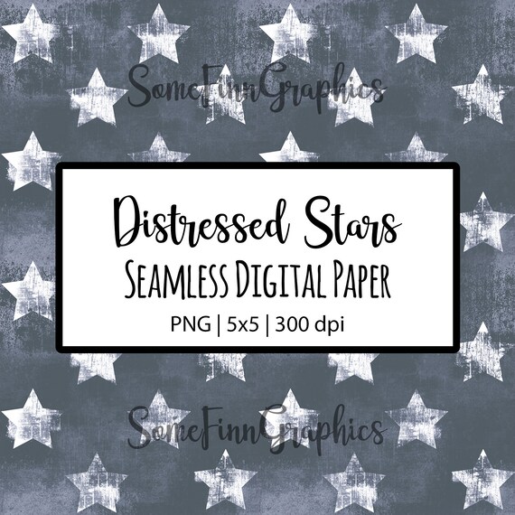 Distressed Stars Digital Paper Seamless Star Pattern Blue | Etsy
