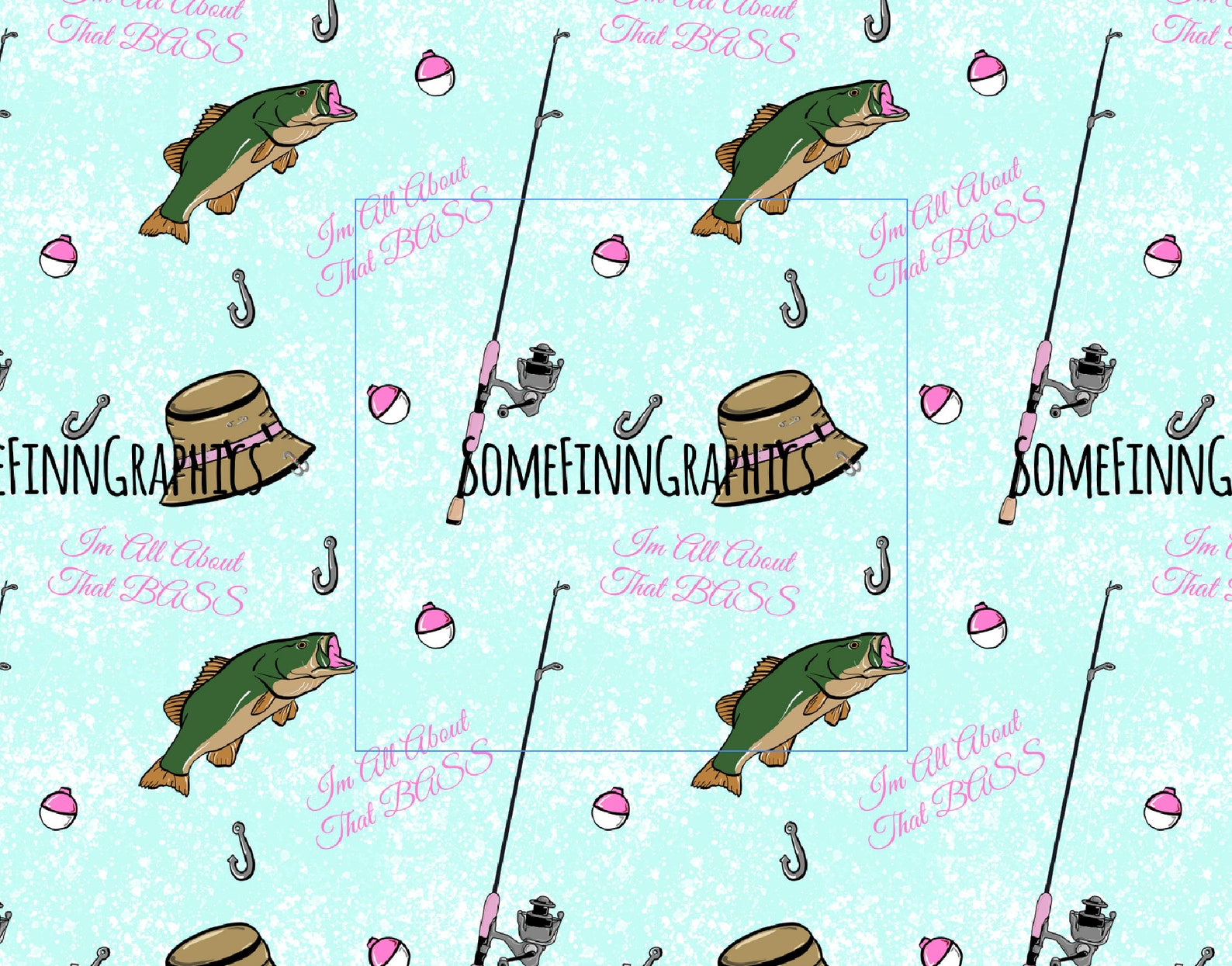 Bass Fishing Digital Paper Seamless Fish Pattern Lake | Etsy UK