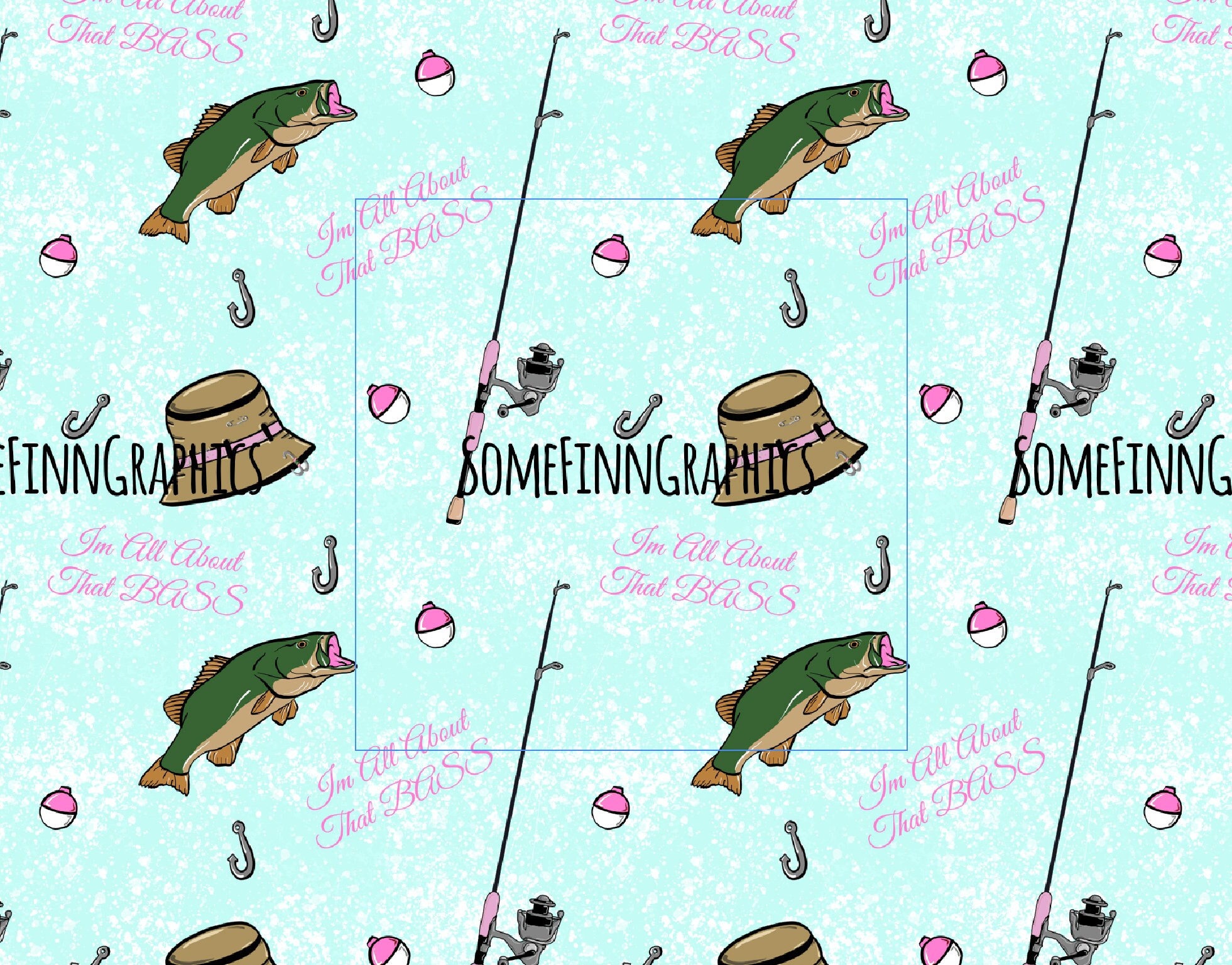 Bass Fishing Digital Paper Seamless Fish Pattern Lake | Etsy