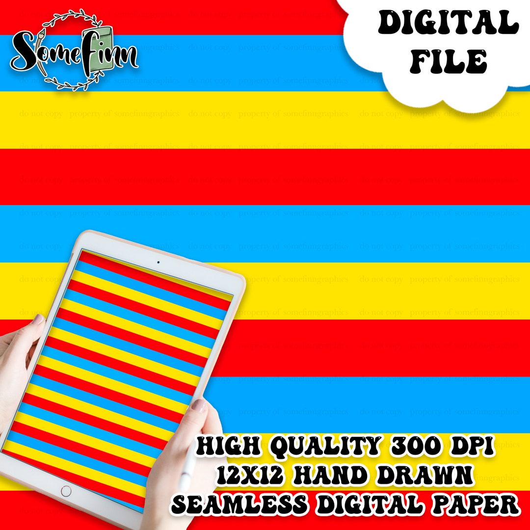 Primary Color Stripes,red Yellow and Blue Stripes Digital Paper ...