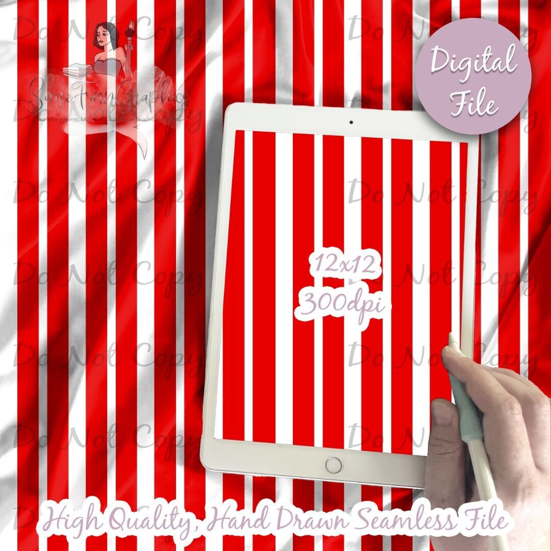 Candy Cane Red Stripes Digital Paper - Seamless Christmas Pattern, Xmas ...