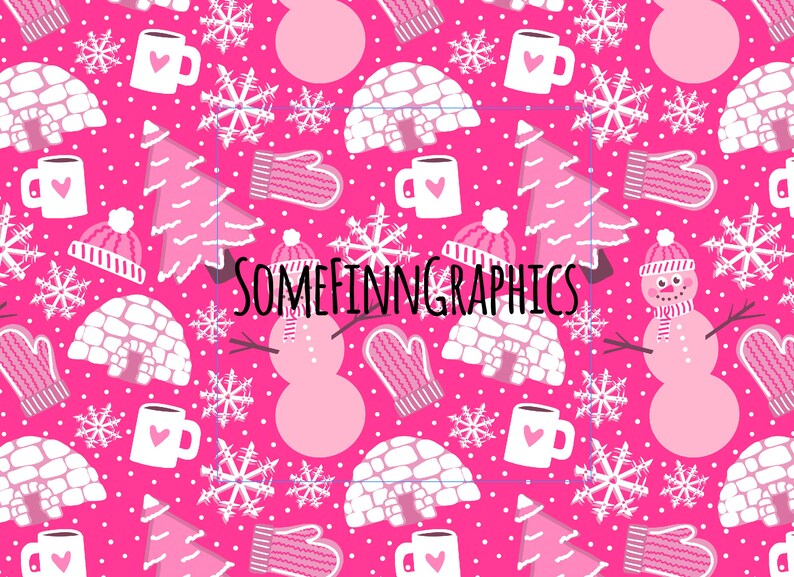 Pink Winter Snowflake Digital Paper - Seamless Snow Tree Pattern ...