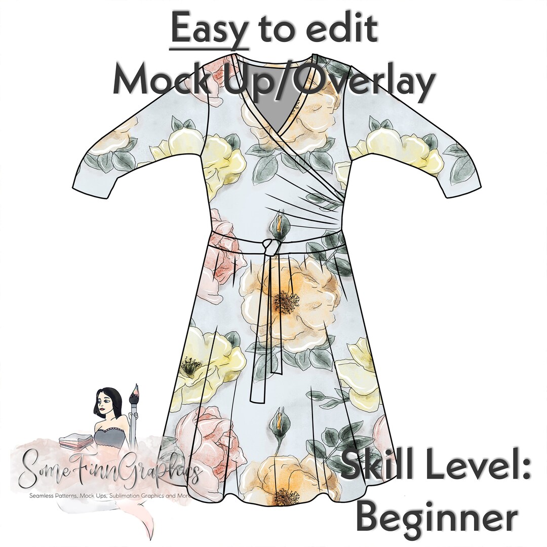 Wrap Dress Mock-up / Tie Dress Mock up / Digital Mock up for Clothing ...