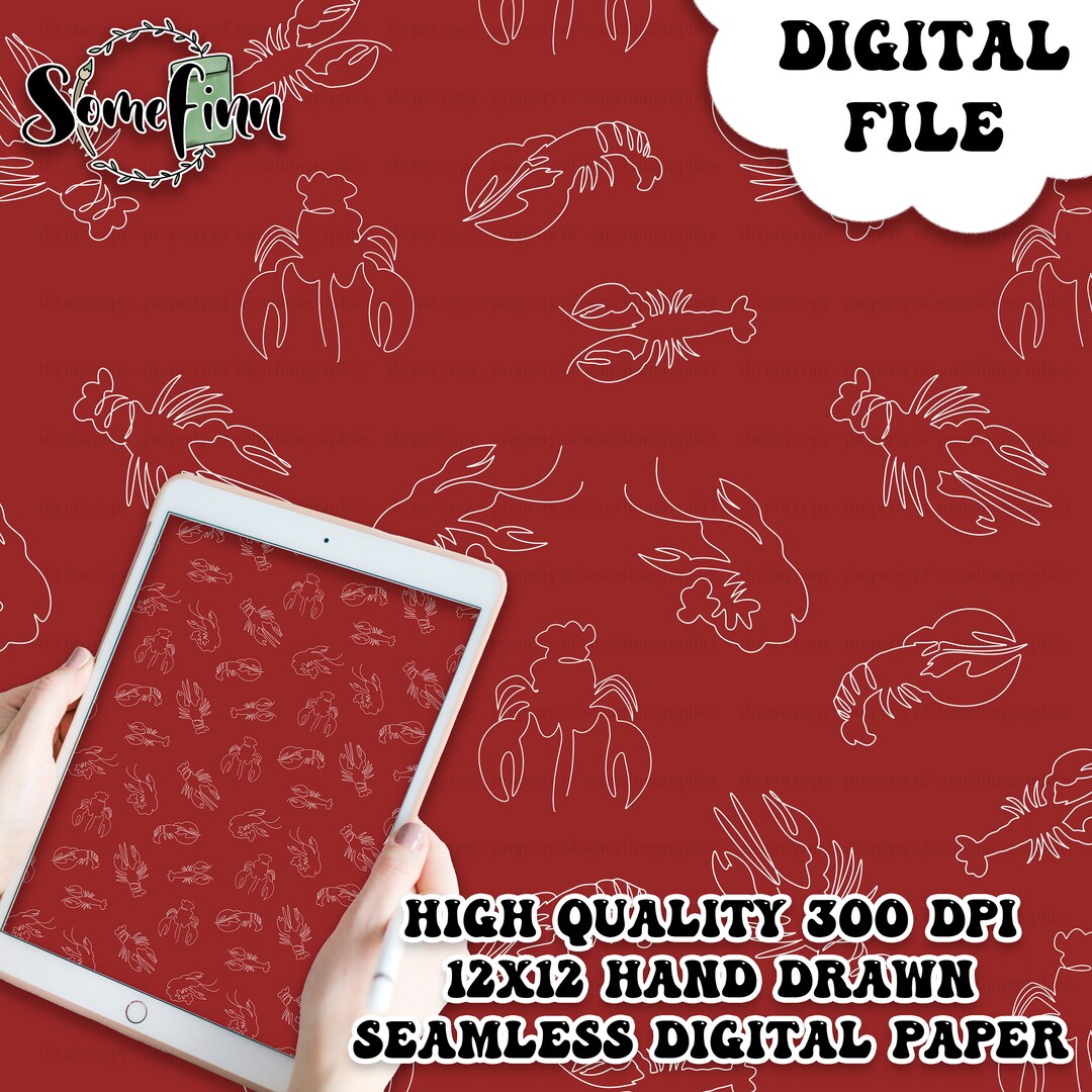 Crawfish Digital Paper - Seamless Ocean Pattern, Oceanic Beach Fabric ...