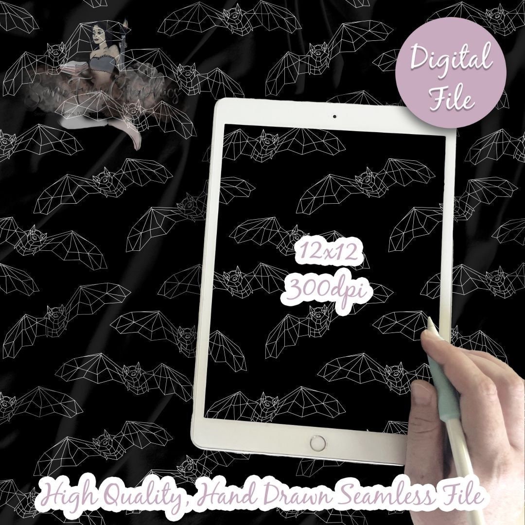 Geometric Bats Digital Paper, Seamless Halloween Pattern, Batty Fabric ...