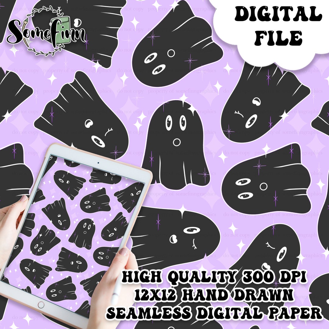 Halloween Ghosts Digital Paper, Seamless Halloween Pattern, Ghosties ...