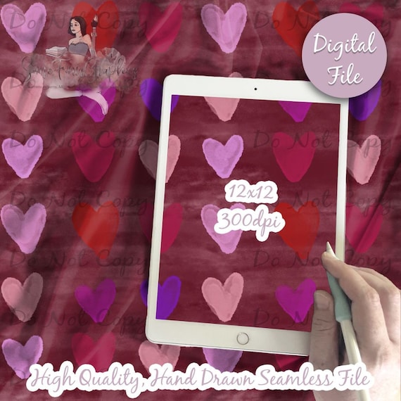 Watercolor Hearts Digital Paper Seamless Valentine Pattern - Etsy
