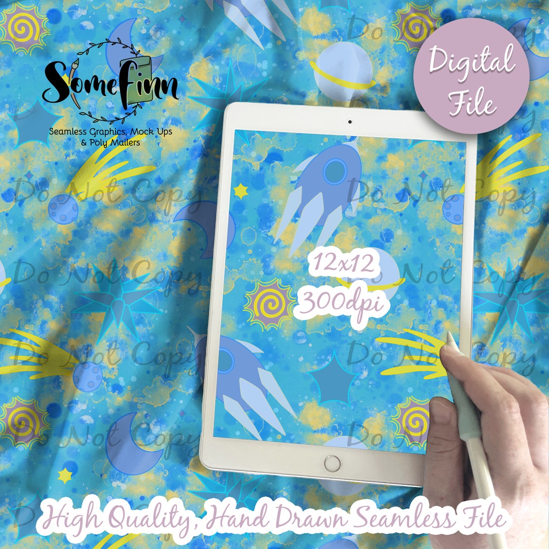 Space Digital Paper, Planets and Stars Seamless Pattern, Outerspace ...