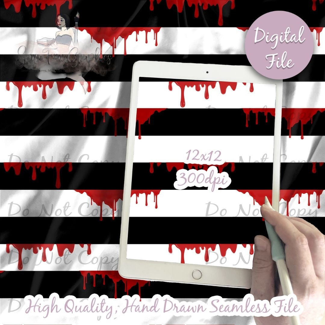 Halloween Stripes Digital Paper, Seamless Bloody Stripe Pattern, Fabric ...