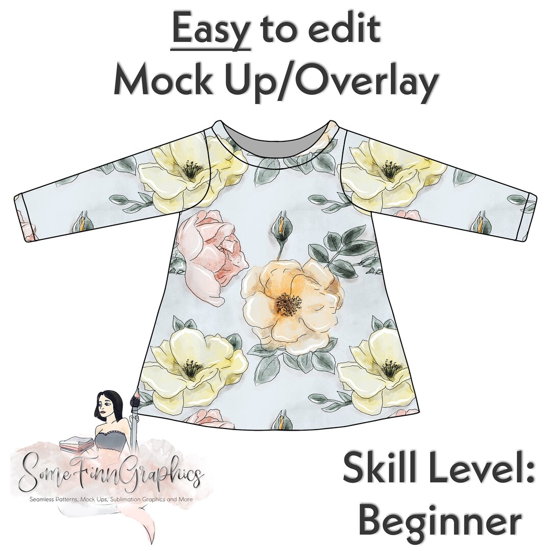 Long Sleeve Swing Dress Mock-up / Dress Mock up / Dress Digital Mock up ...